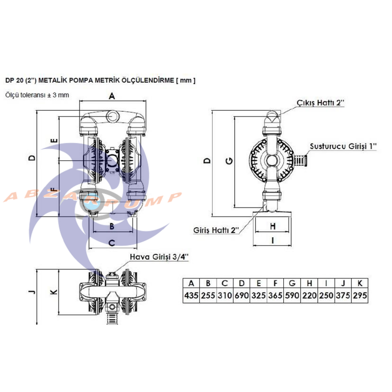 فیمت پمپ دیافراگمی · دیا پمپ ترکیه · DP20 ss-t استیل diapump سایز 2 اینچ · لیست قیمت